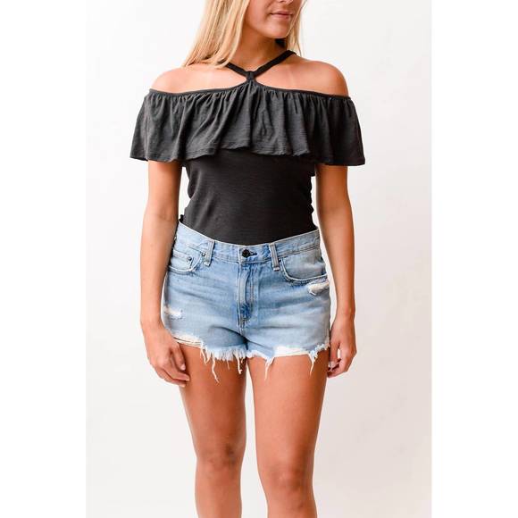 Nation LTD | Tops | New Nation Ltd Morgan Ruffled Halter In Black ...